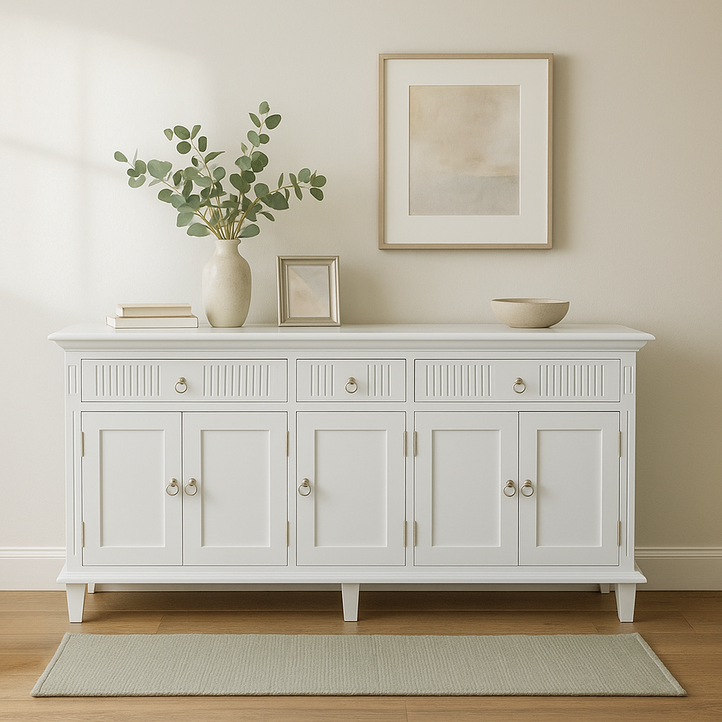 NovaSolo White Nordic Buffet with 5 Doors | Coastal Hampton Sideboard ...